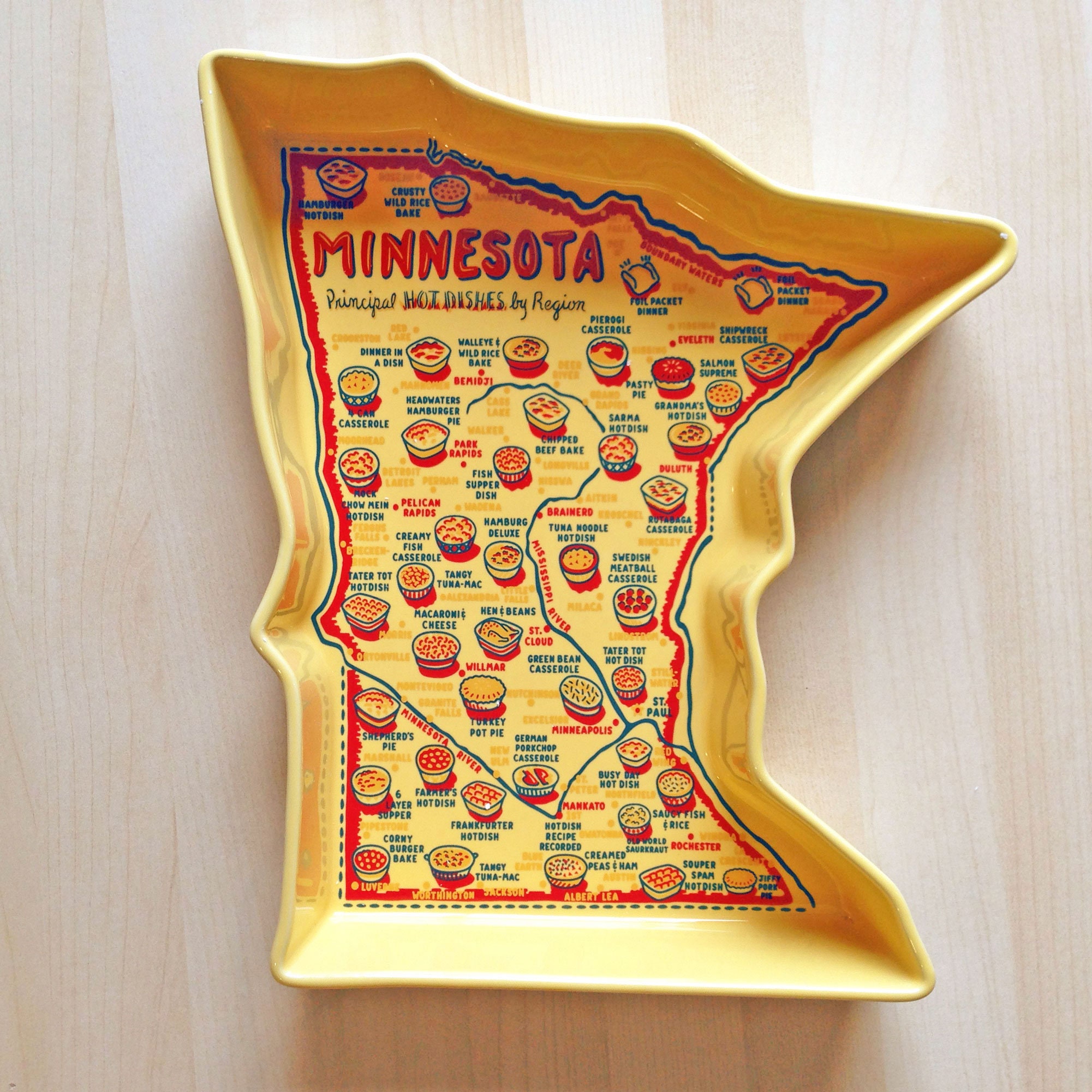 Minnesota Casserole, Stoneware, 2-quart, Gift-boxed, MN Hot Dish Map ...