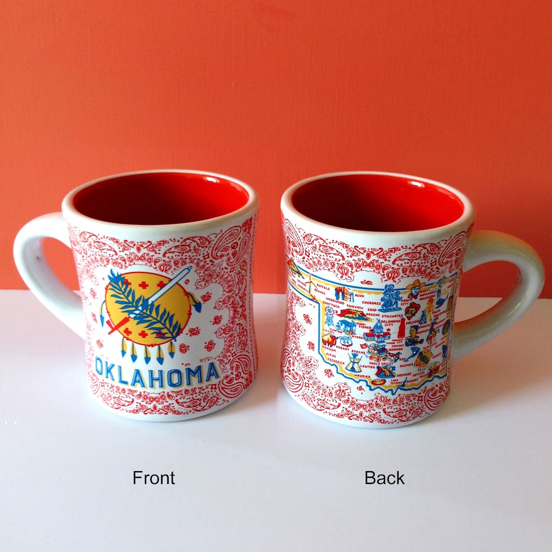 Taza Oklahoma, 12 oz. taza de gres, taza de café con mapa de Oklahoma ...