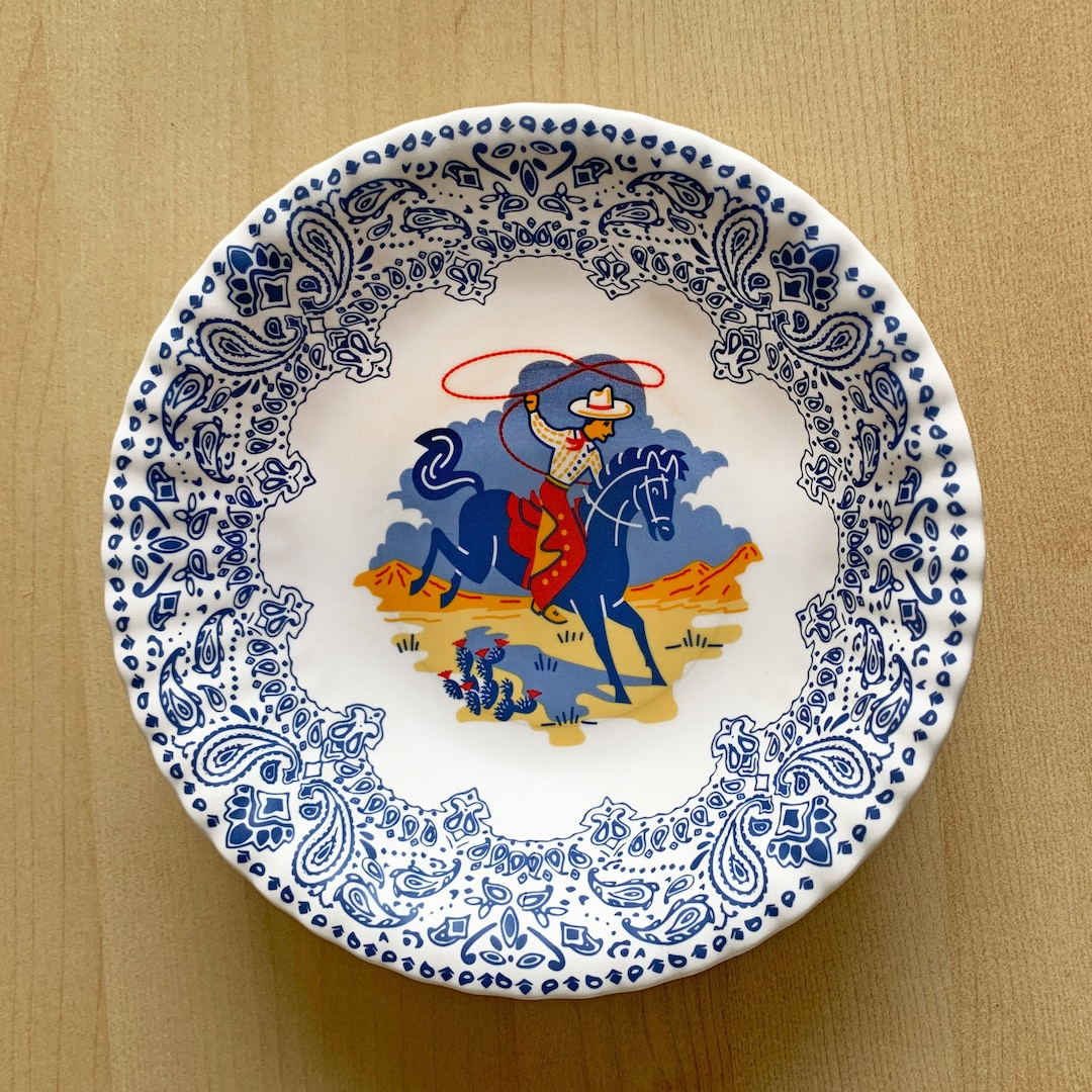 Cowboy Bowl, 7" Melamine Bowl, Cowboy With Bandana Border - Etsy