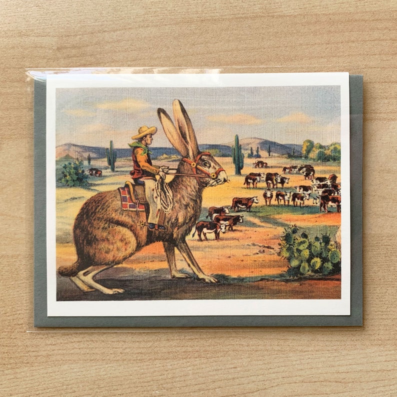 Jackalope Birthday Card: Vintage Western Art - Etsy