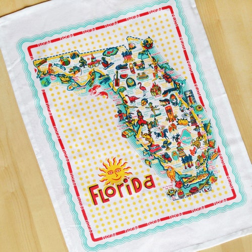 Florida Map Tea Towel - Etsy