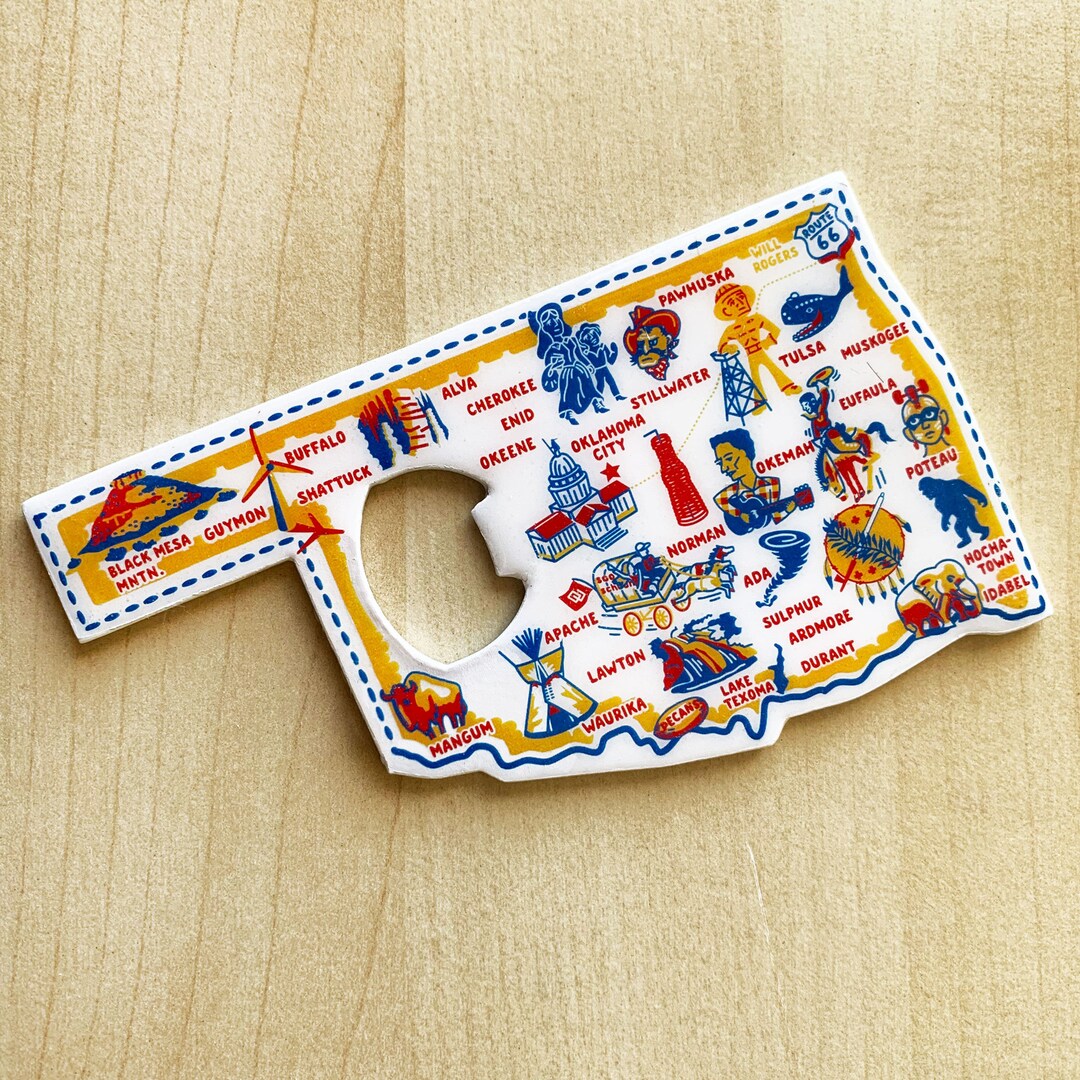 Oklahoma Map Bottle Opener, Enameled Steel, Packaged - Etsy