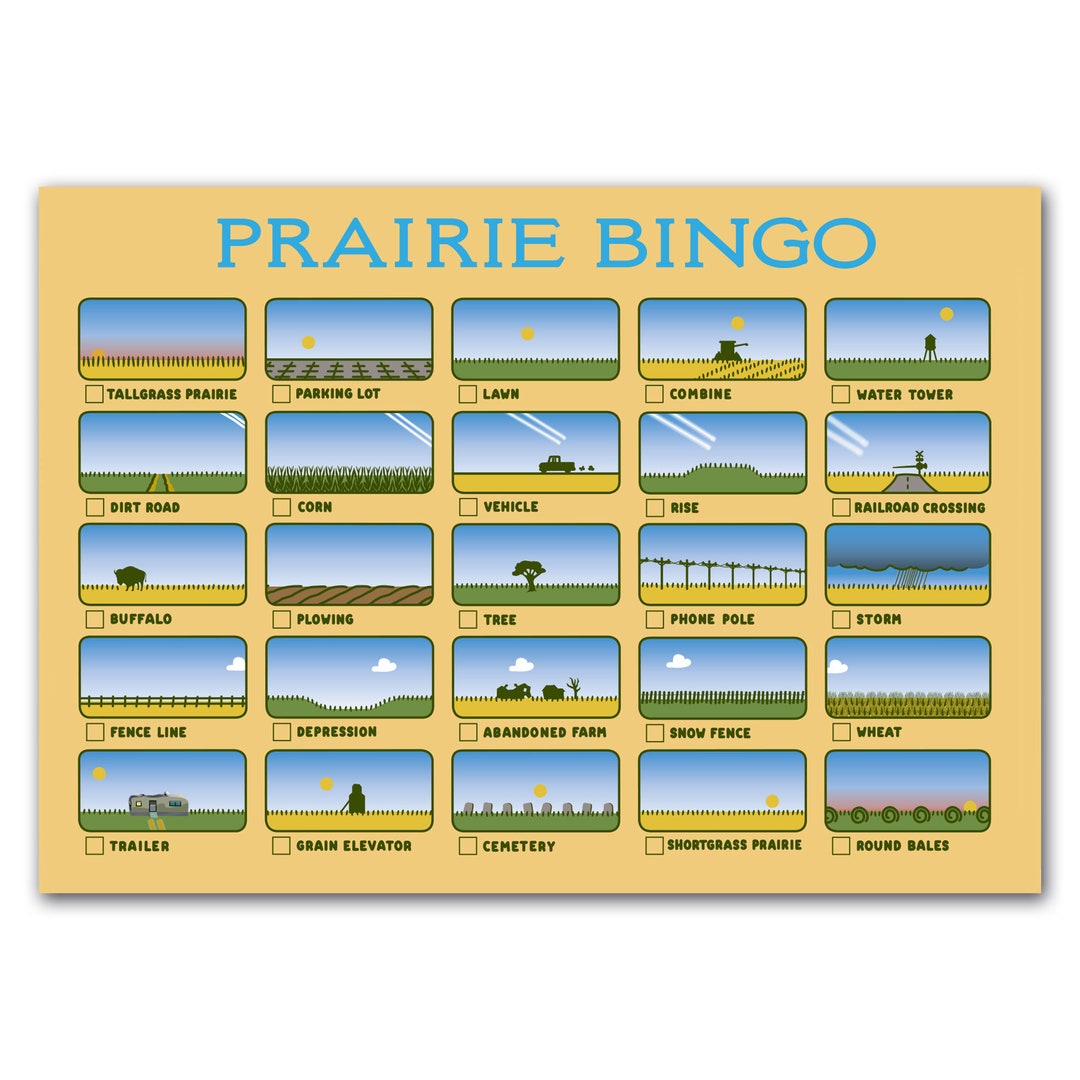 Prairie Bingo Postcard, Plains Art, 6x4.25" - Etsy