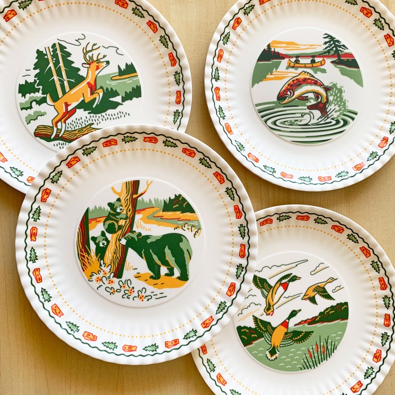 Wildlife Plates 7.5 Melamine Plates in Set of 4 Deer | Etsy