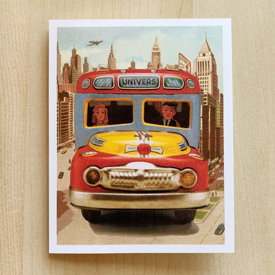 Vintage Toy Bus Birthday Card - Etsy