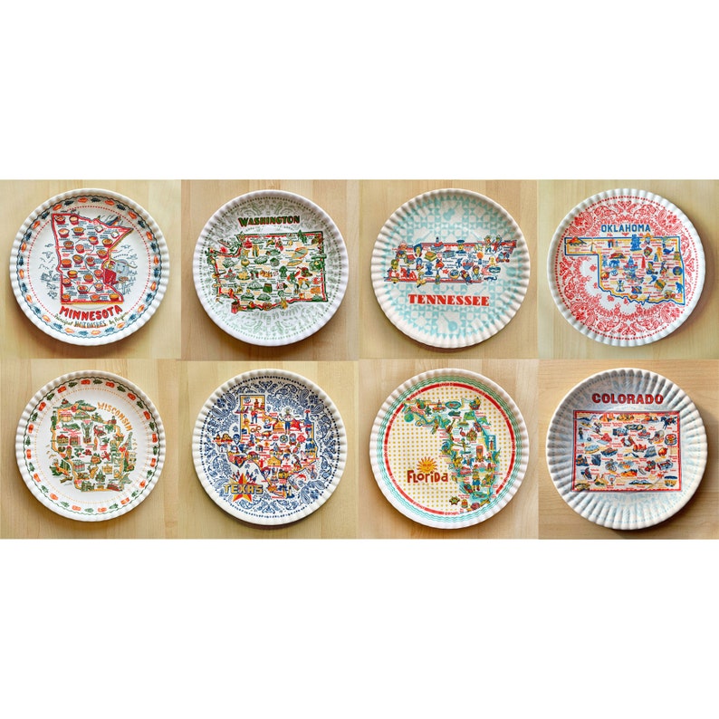 State Map Plates, 9" Melamine, Your Choice - Etsy