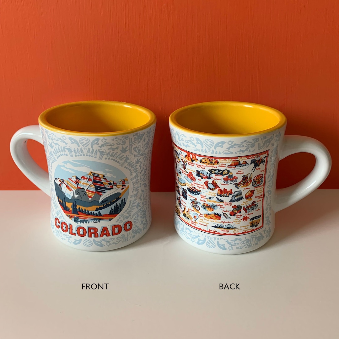 Colorado Mug, Stoneware 12 Oz Mug, Colorado Diner Mug, CO Map Coffee ...