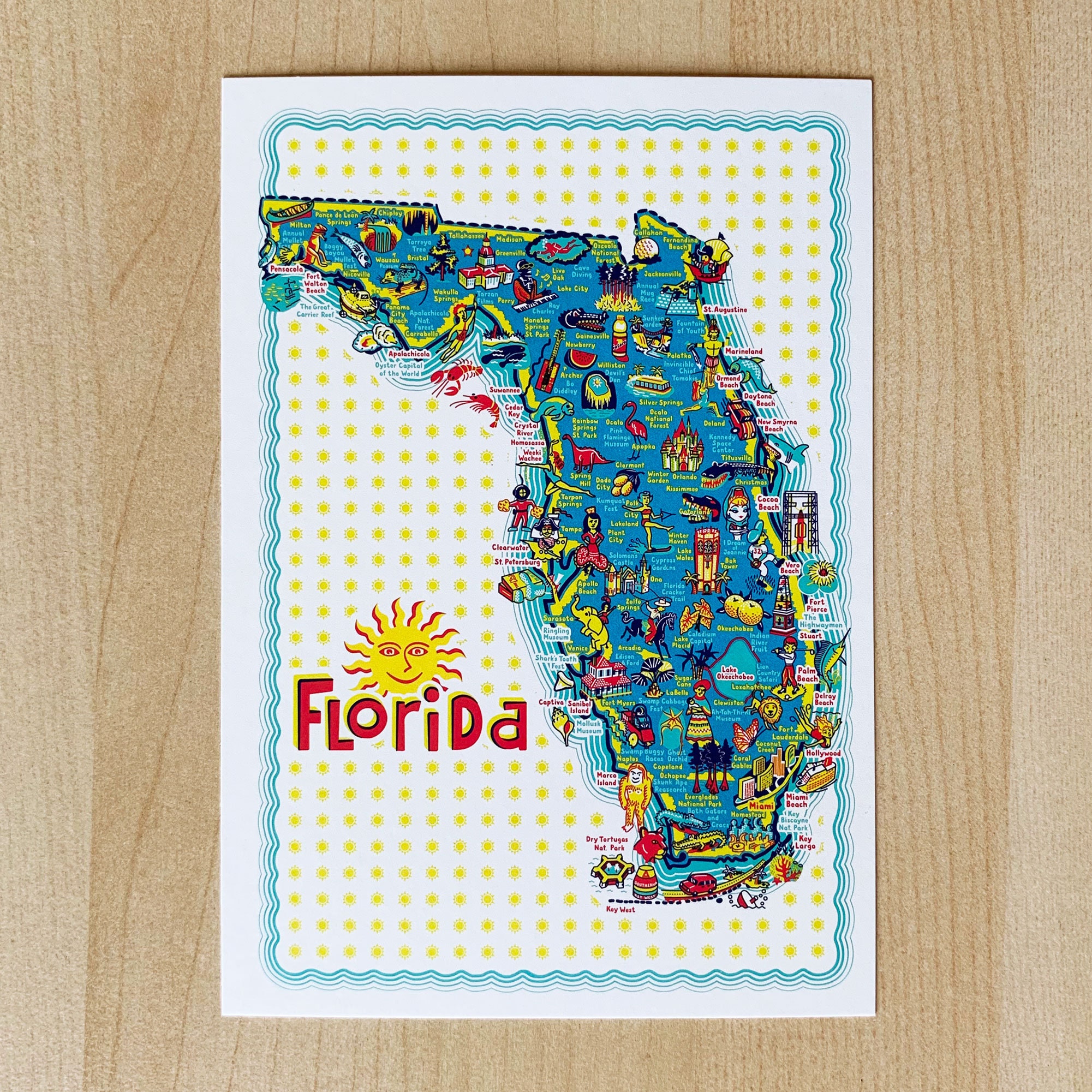 Florida Postcard 6 X 4.25 Florida Map Postcard | Etsy