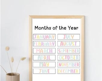 Months of the Year Poster Printable - Etsy
