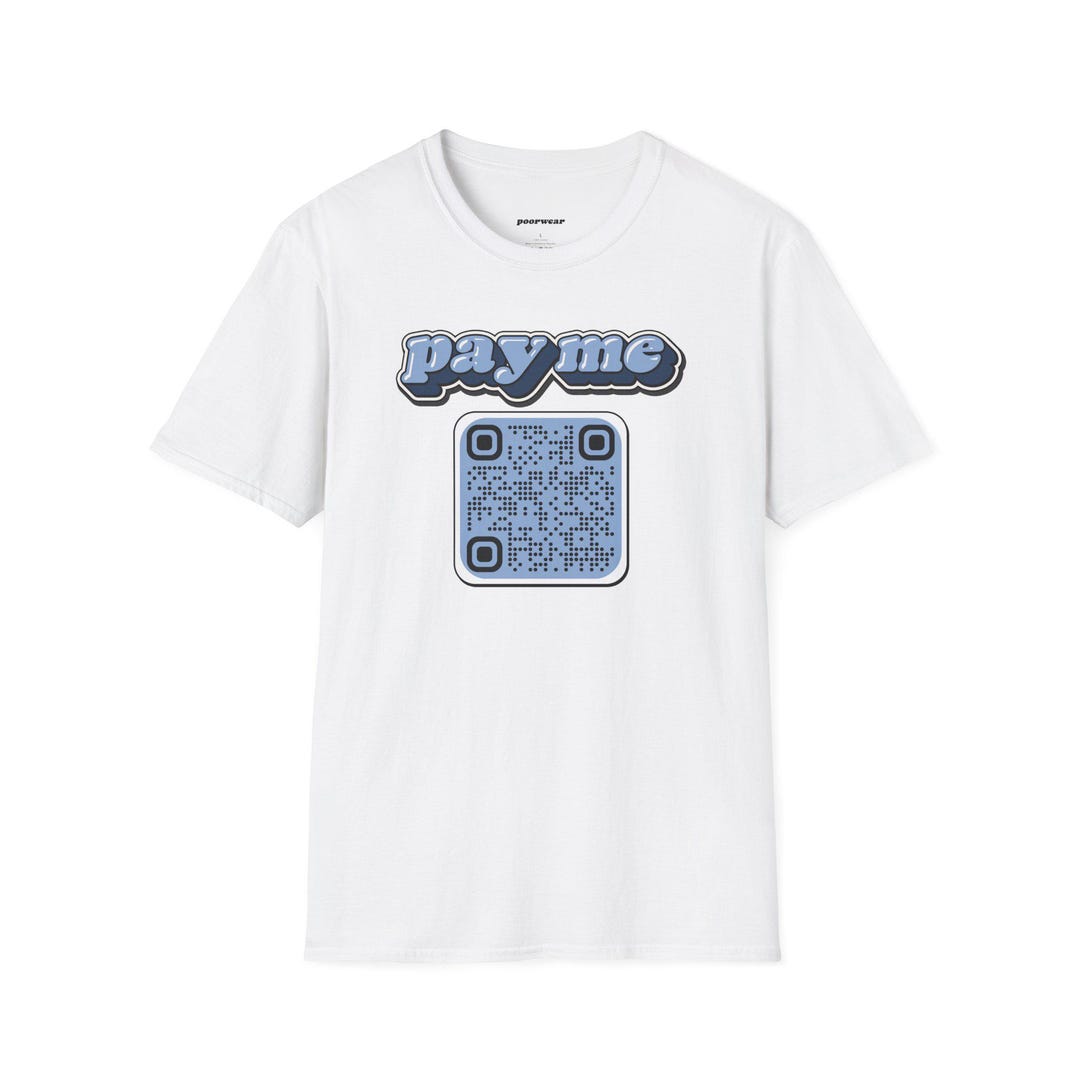 Pay Me Tee With Custom QR Code (blue) - Etsy