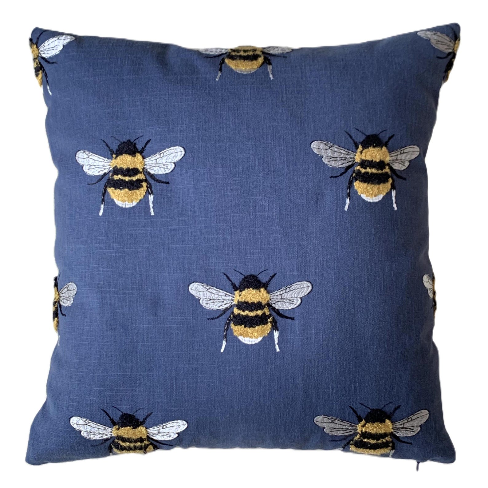 Bumble Bee Embroidered Pillow Cover on Blue Ground - Etsy