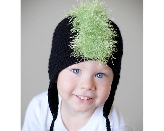 Mohawk Hat Crochet Pattern Color Block Knitted Mohawk Beanie Hat