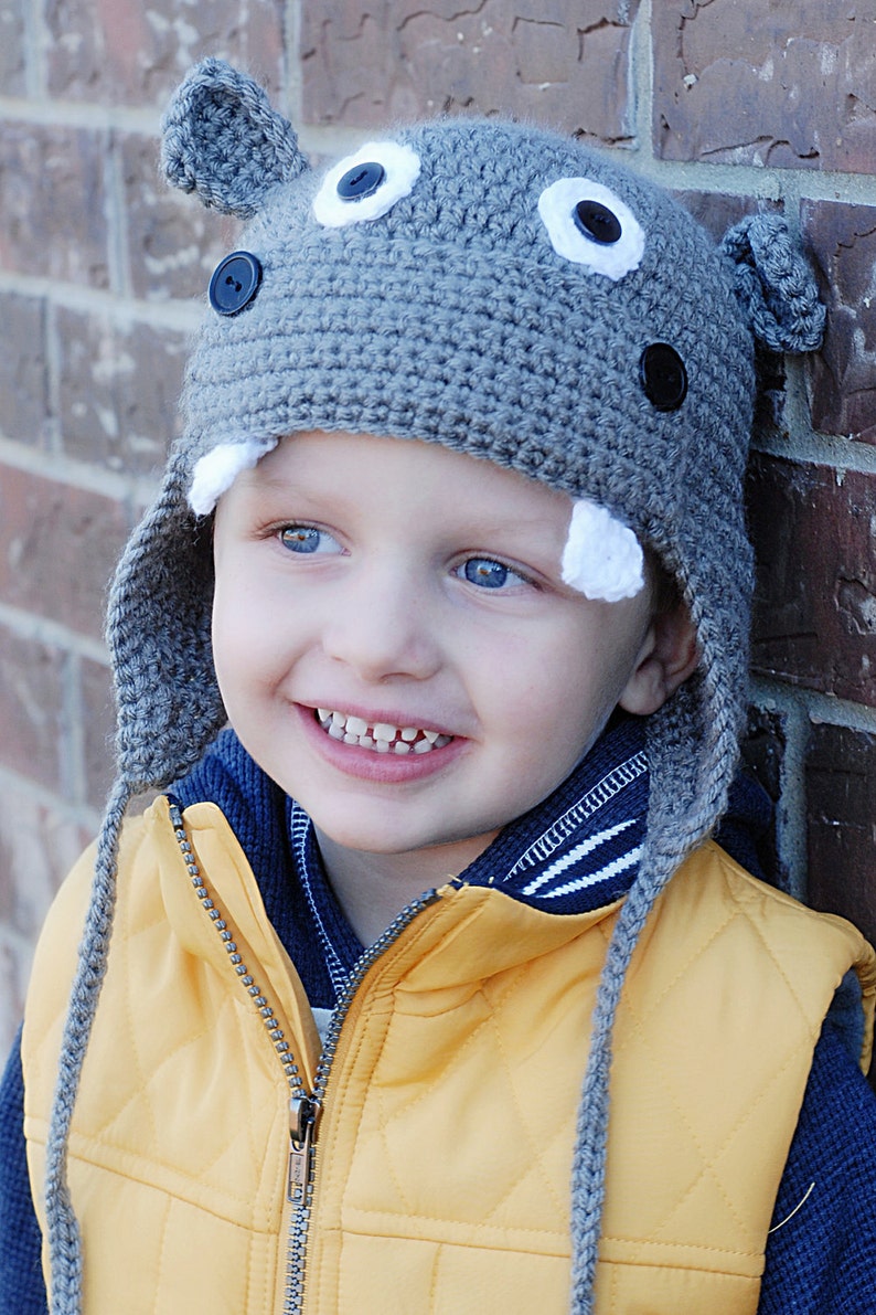 Hippo Earflap Crochet Hat Pattern instant Download permission to Sell ...