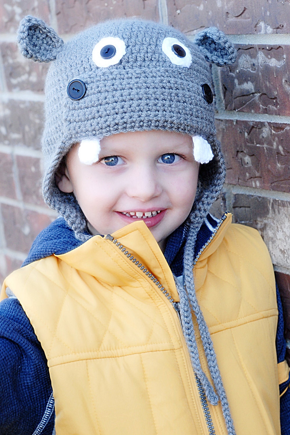 Hippo Earflap Crochet Hat Pattern instant Download permission to Sell ...