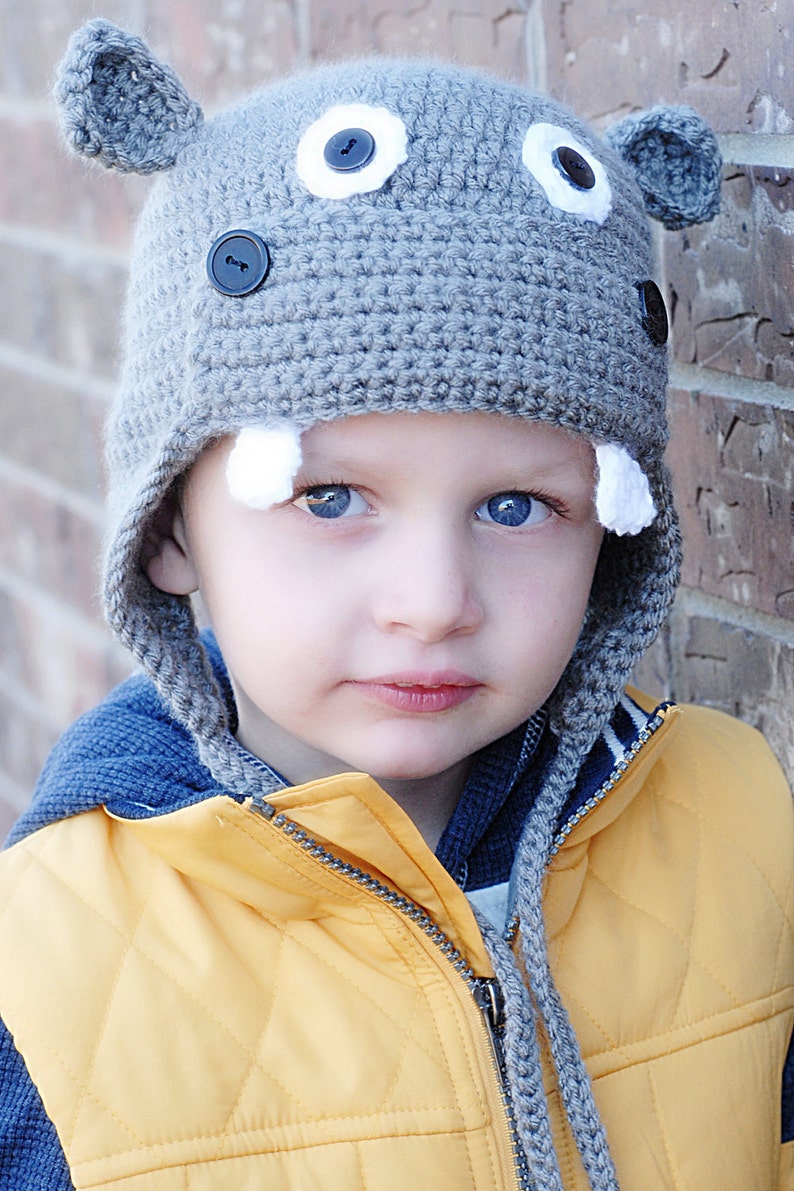 Hippo Earflap Crochet Hat Pattern instant Download permission to Sell ...