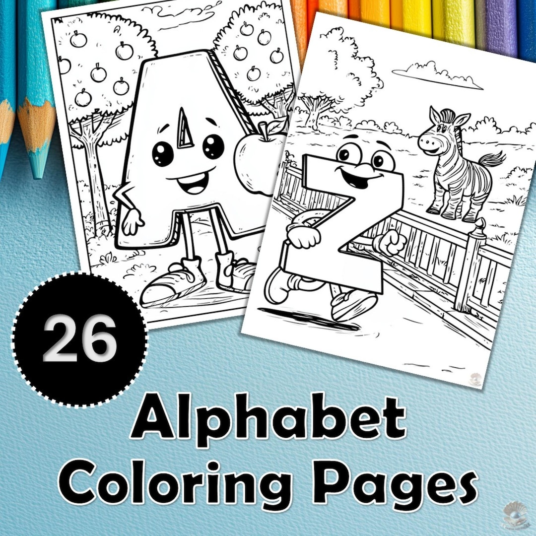 26 Alphabet Coloring Pages | Printable Worksheets for Kids - Etsy