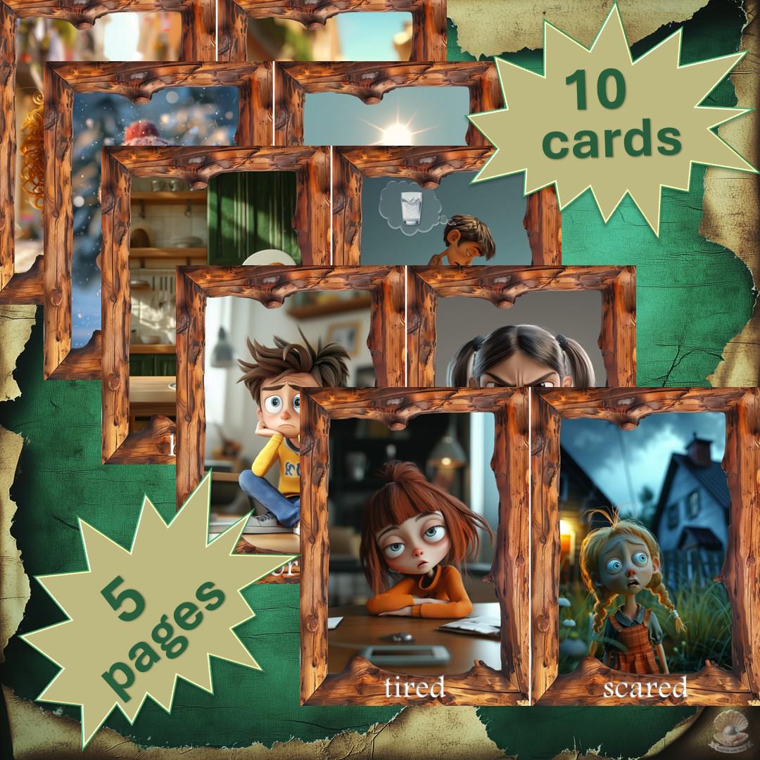 Printable Feelings Cards for Kids • Matching Activity • 10 Emotions ...