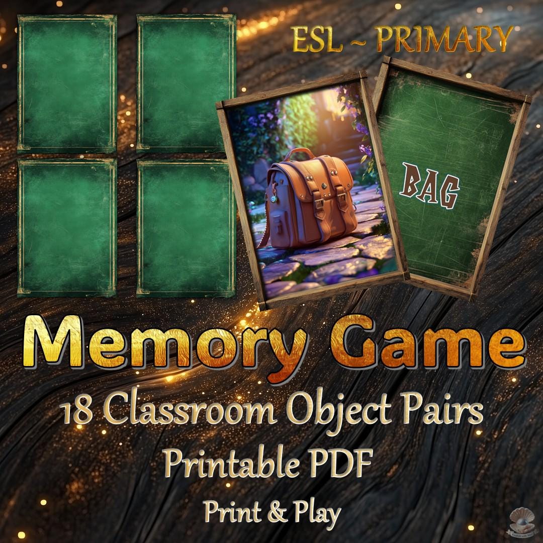 Printable Classroom Objects Memory Game • 18 Pairs • Boost Vocabulary ...