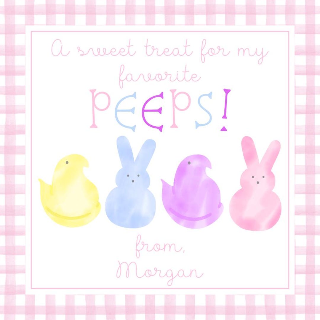 Watercolor Easter Peeps Gift Tag, Easter Class Party, Spring Gift Tag ...