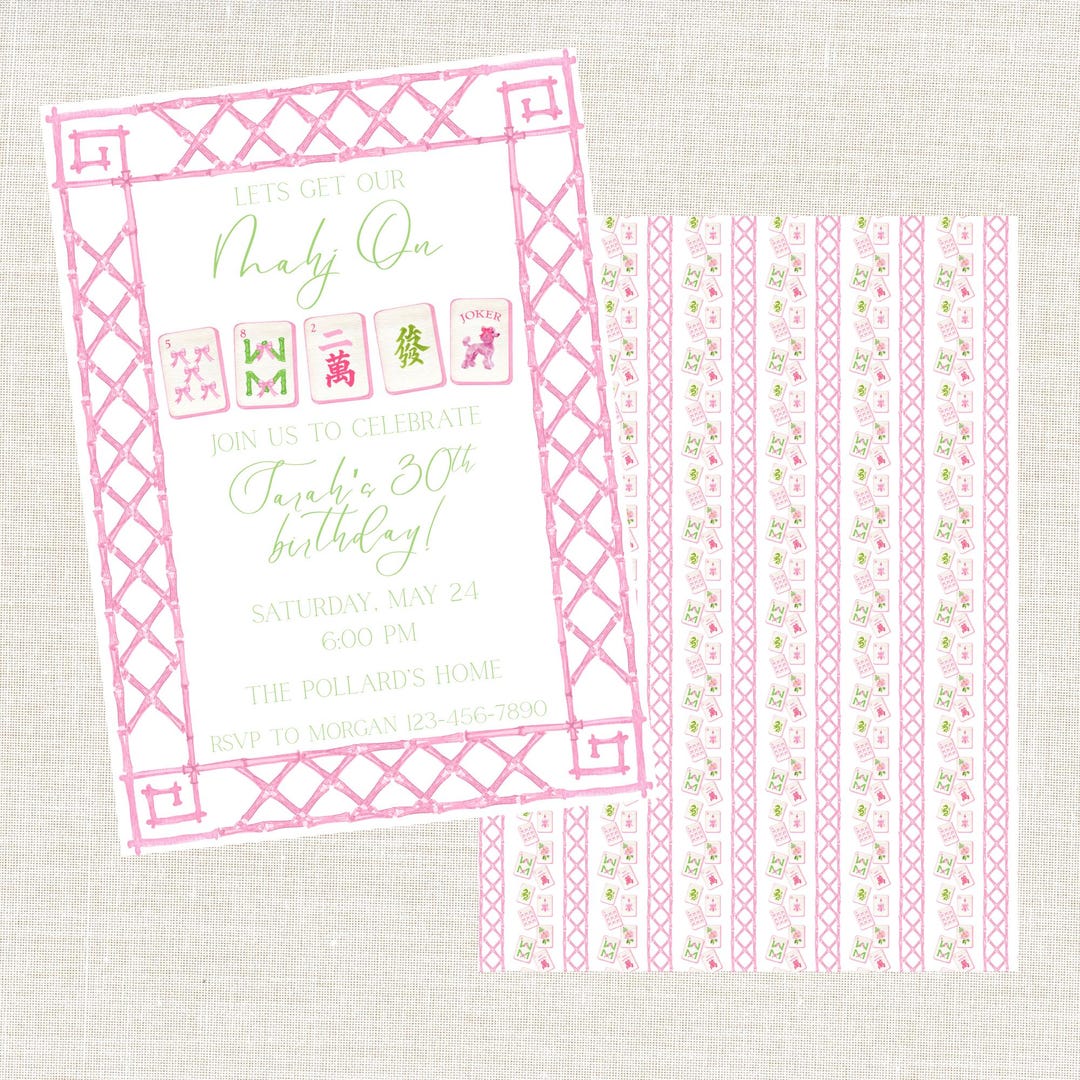 Mahjong Birthday Party, Mahjong Invitation, Mahjong Girls Night ...