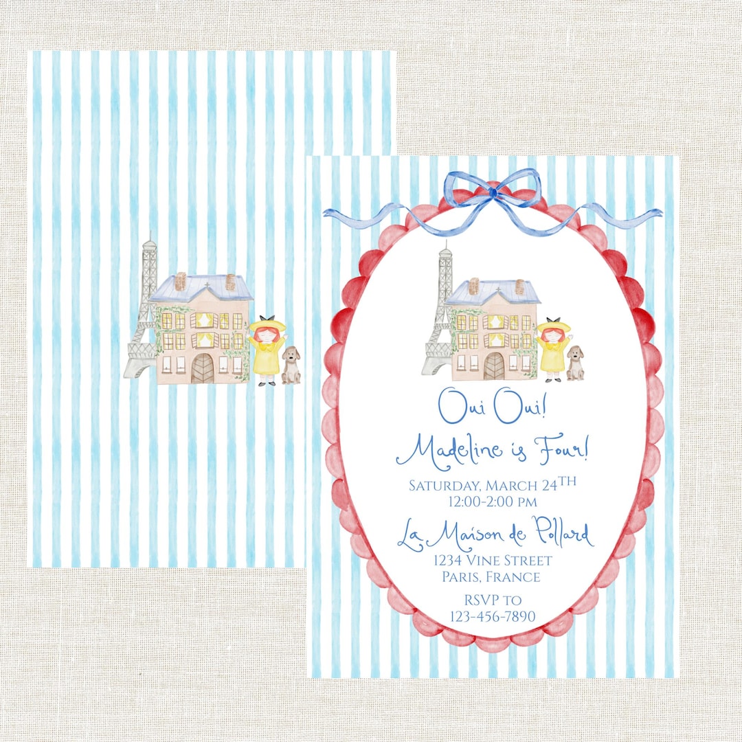 Madeline Birthday Party Invitation, Madeline Watercolor Birthday ...