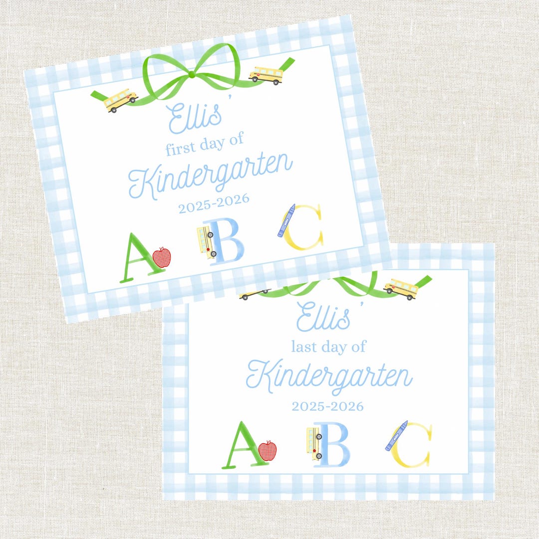 First Day of School Sign Printable, Last Day of School Sign, Watercolor ...