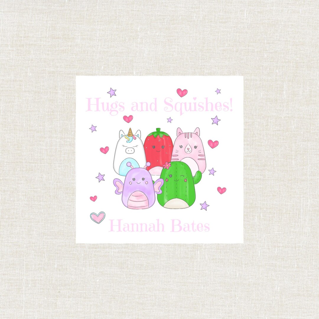 Watercolor Hugs and Squishes Valentine Tag, Class Party Favor, Squish ...