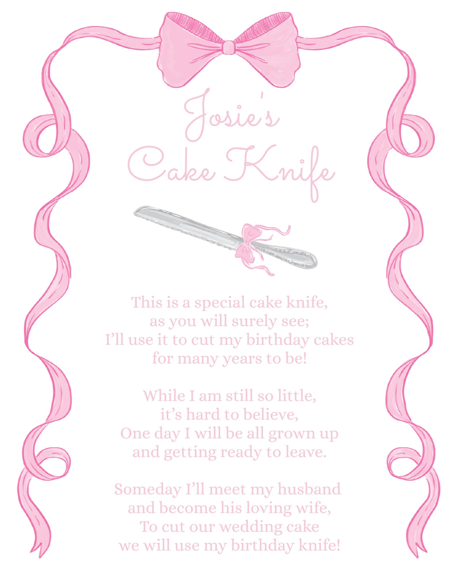 Girls Cake Knife Sign, Birthday Cake Knife Sign, Cake Knife Digital ...