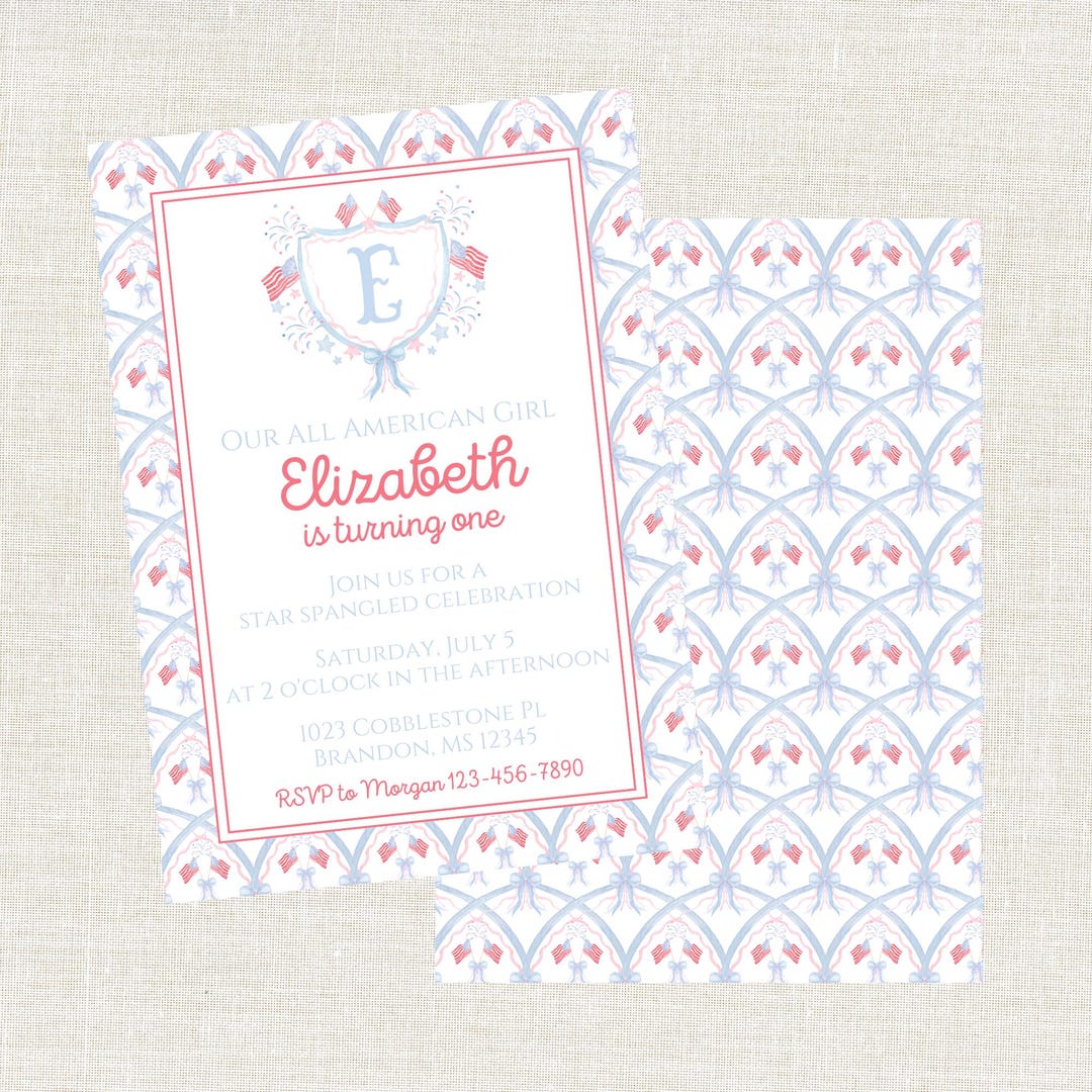 All American Girl Birthday, All American Girl Invitation, Patriotic ...
