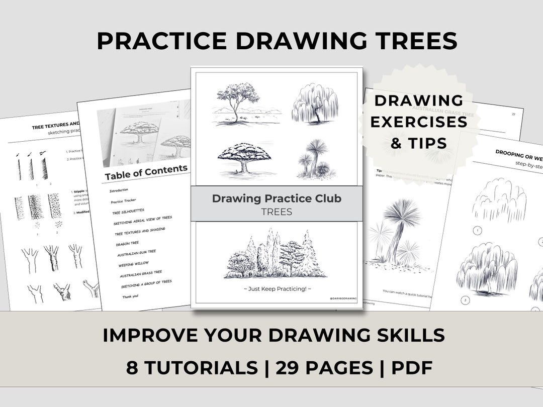 How to Draw Trees || Practice Book - Etsy Canada