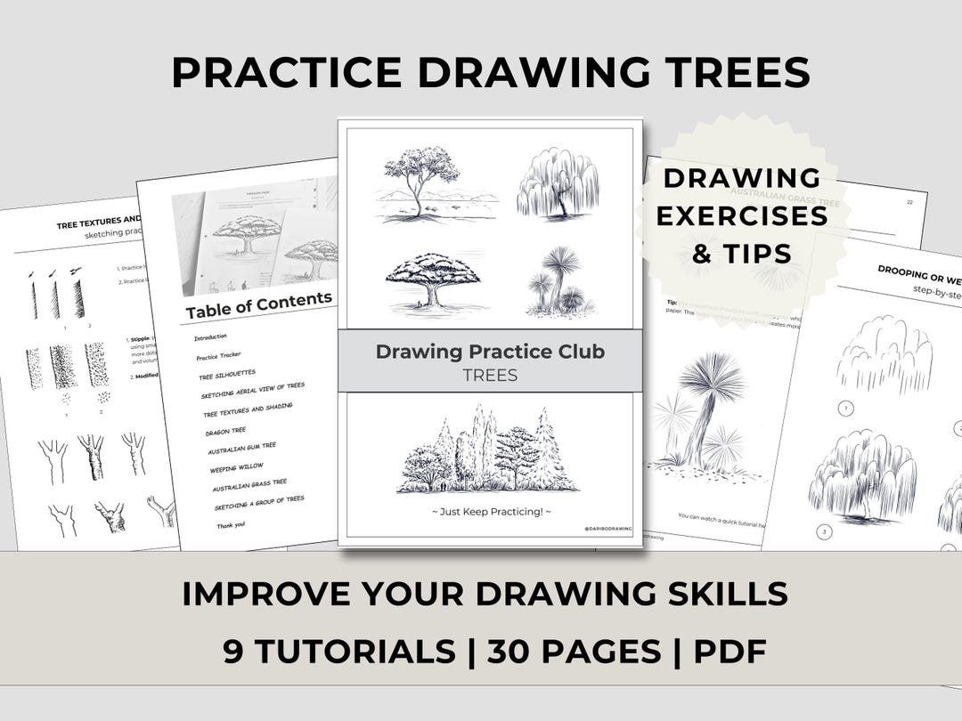 Practice Drawing Trees || Practice Book - Etsy
