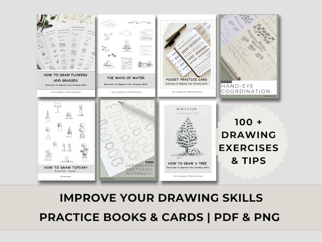 7 Practice Books in One Bundle || Over 100 Pages of Drawing Tips and ...