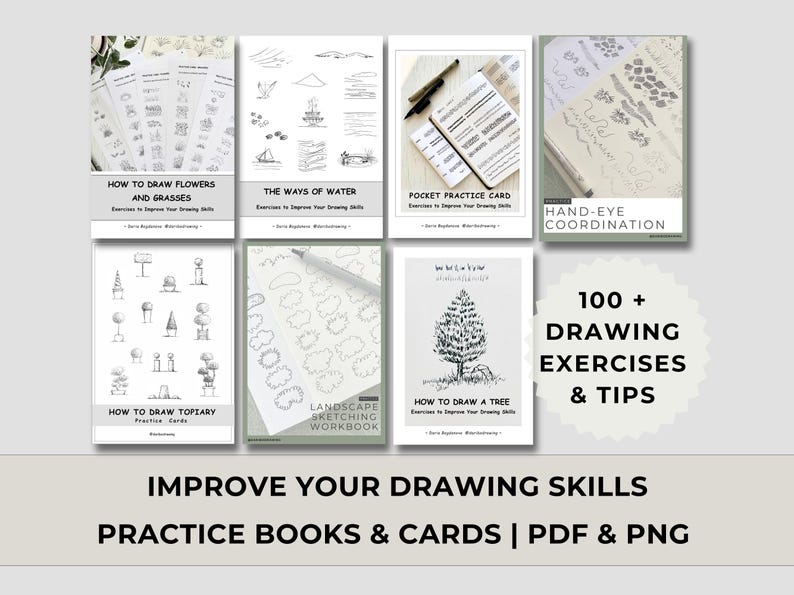 7 Practice Books in One Bundle || Over 100 Pages of Drawing Tips and ...