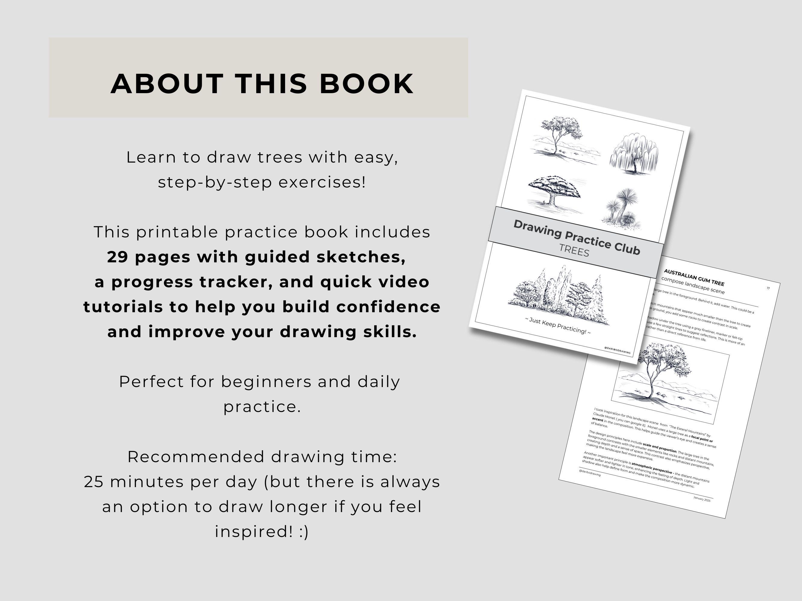 Practice Drawing Trees || Practice Book - Etsy