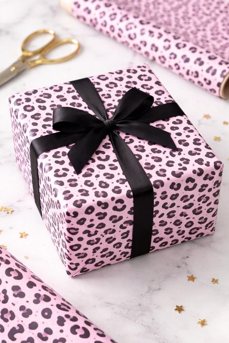 Y2k Pink Leopard Print Wrapping Paper | Animal Print Gift Wrap - Etsy