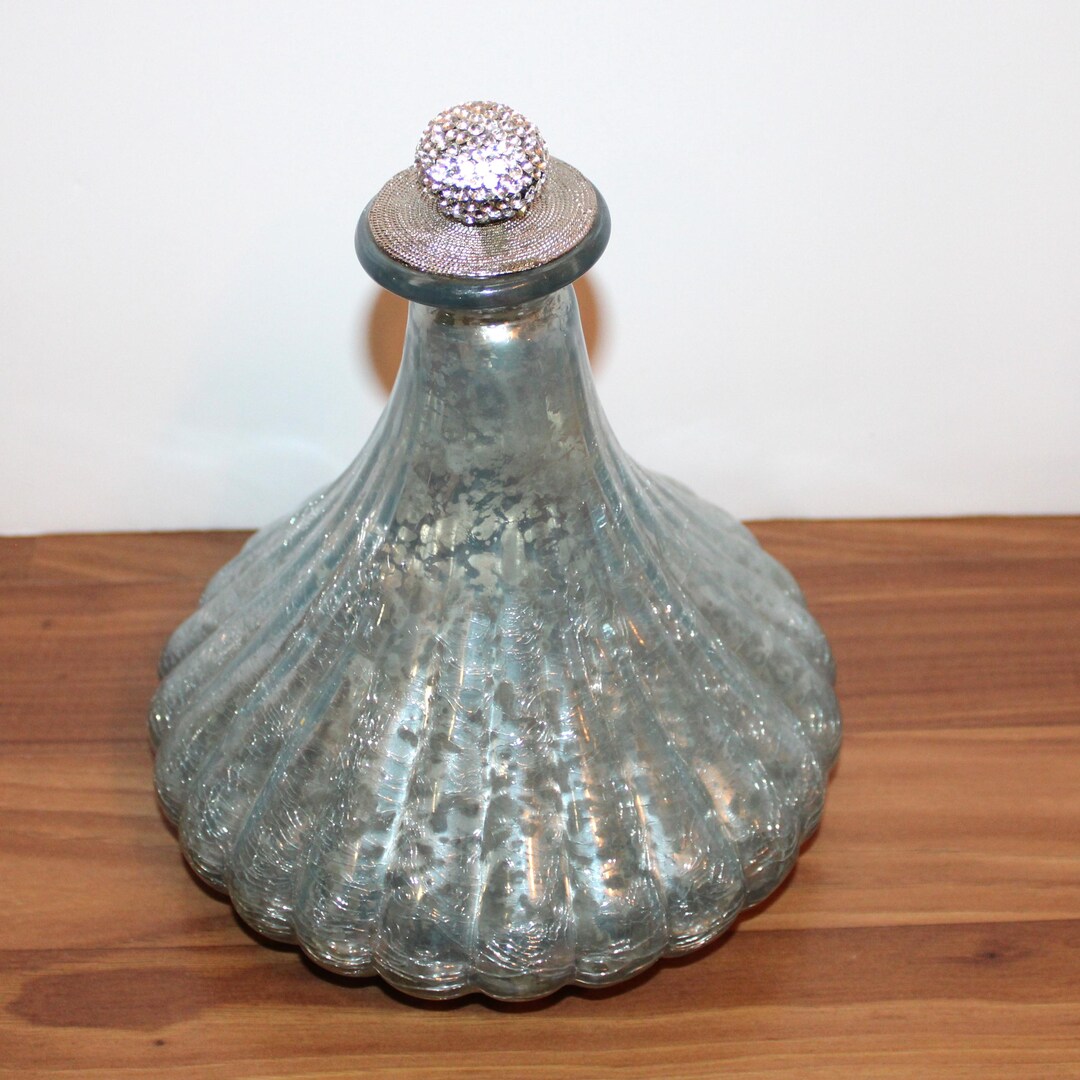 Gorgeous Blue "mercury Glass" Bottle - Etsy