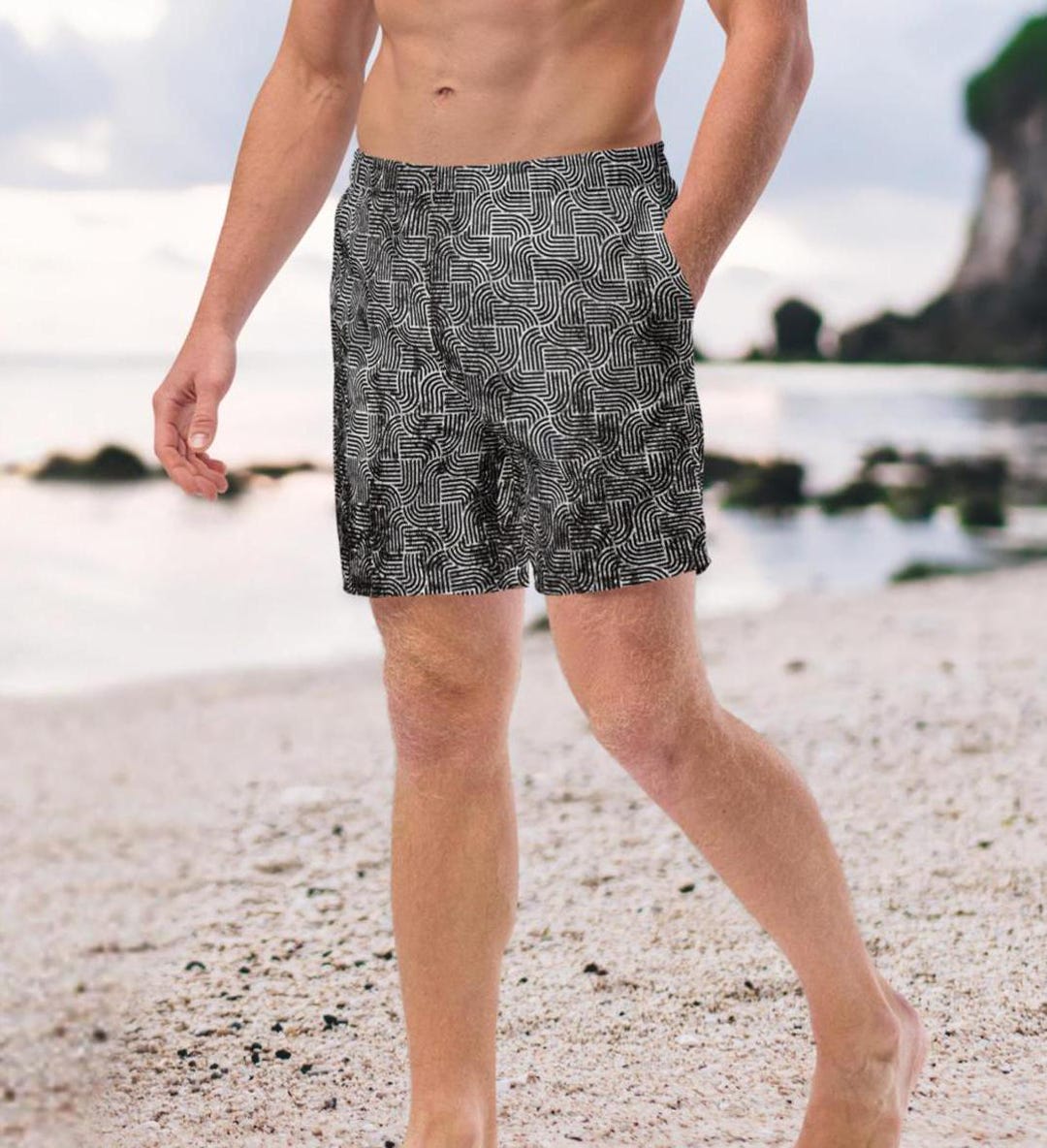 Men Sacred Geometric Swim Trunks~alternative Men Swimwear~hippie Board ...