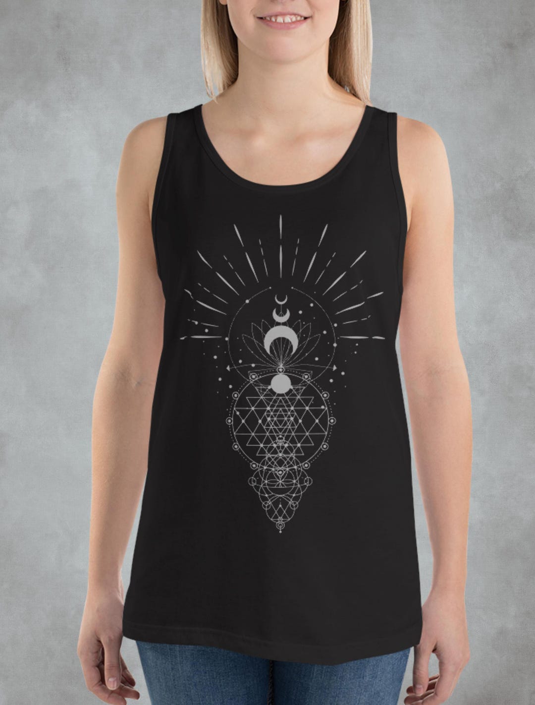 Sacred Geometric Sri Yantra Tank Top Black~unisex TANK Top~yoga Tank ...