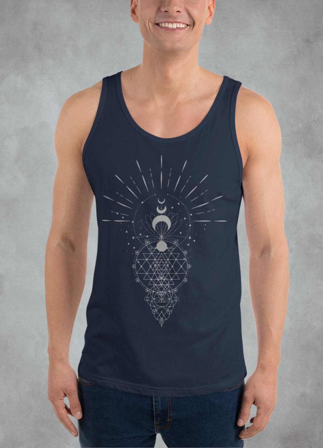 Sacred Geometric Sri Yantra Mens Tank Top Navy~unisex TANK Top~yoga ...
