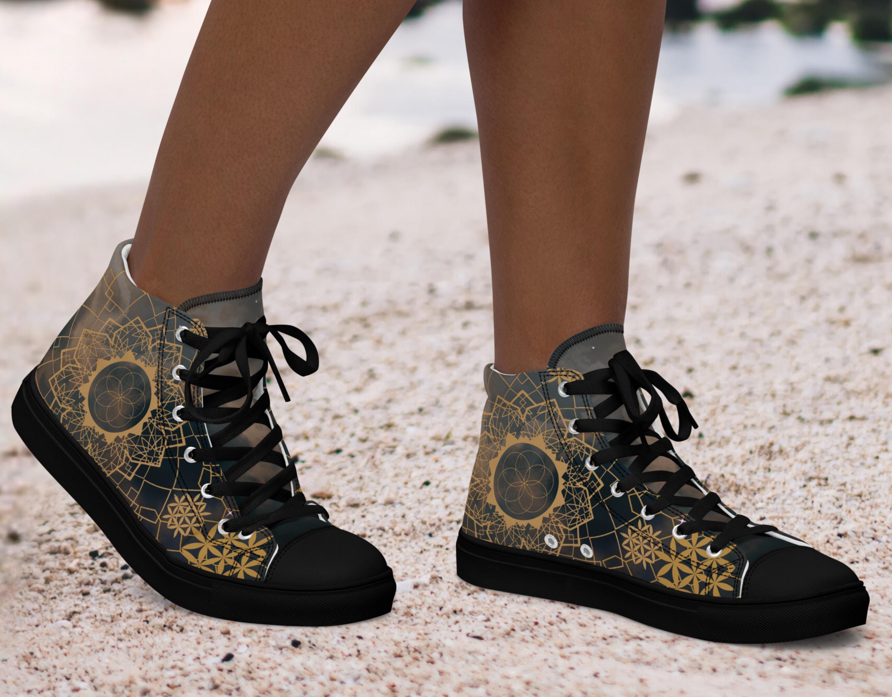 Flower of Life High Top Women Sneakers, Sacred Geometry Shoes - Etsy