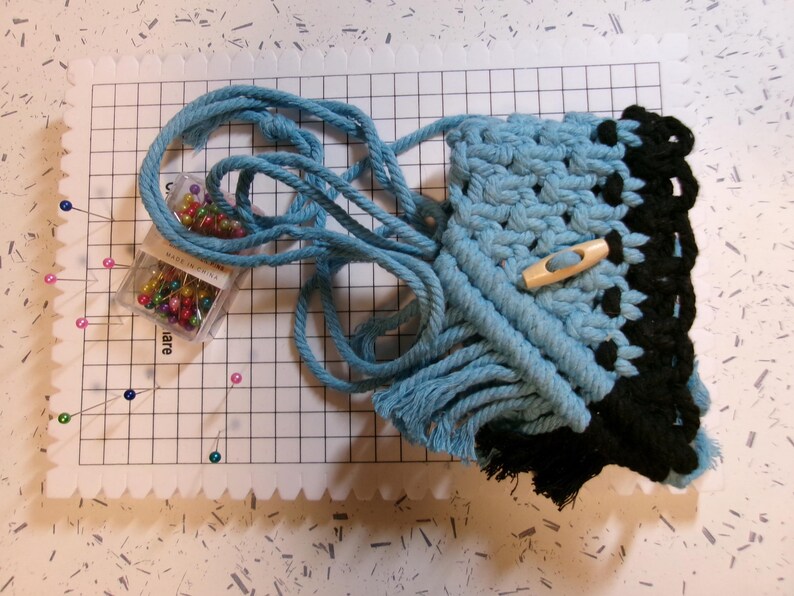 Small, Fringed Macrame Coin Purse or Camera Bag With Lengthy Shoulder ...
