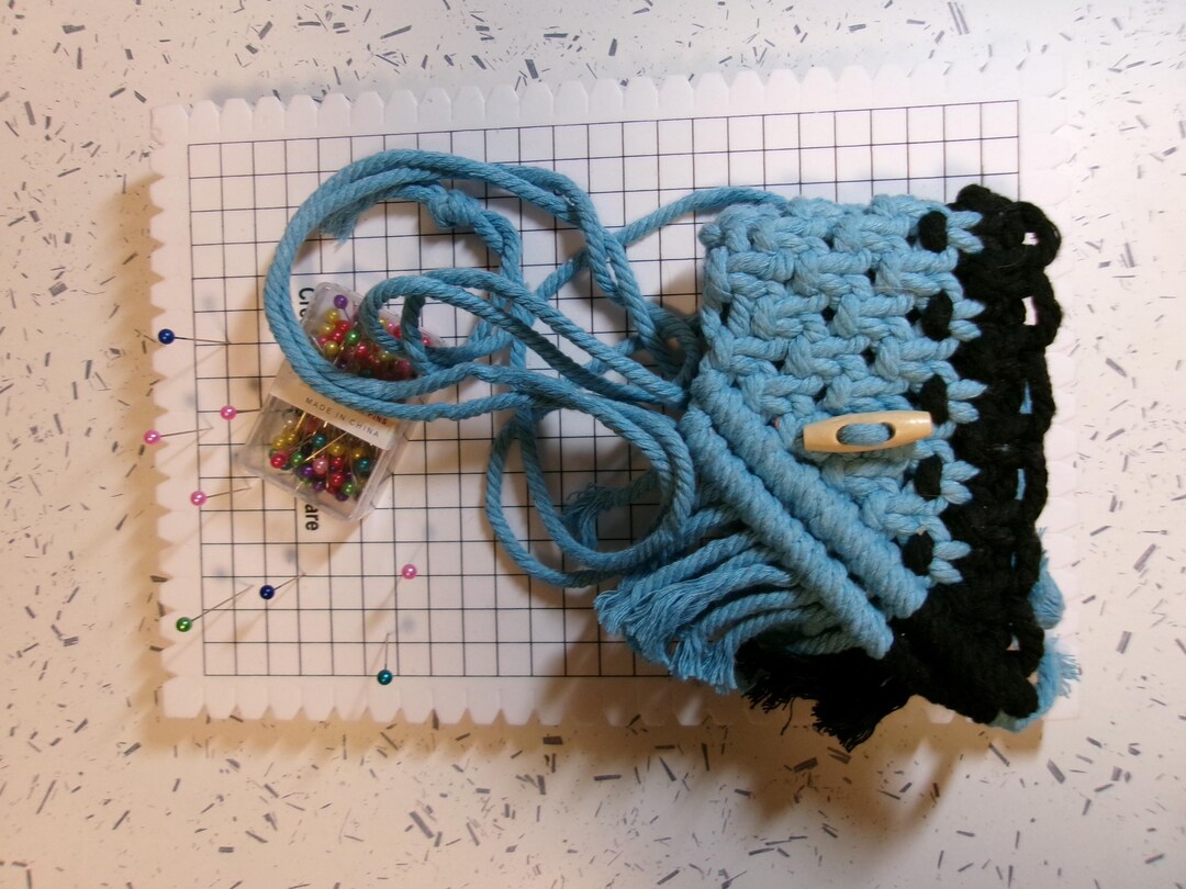 Small, Fringed Macrame Coin Purse or Camera Bag With Lengthy Shoulder ...