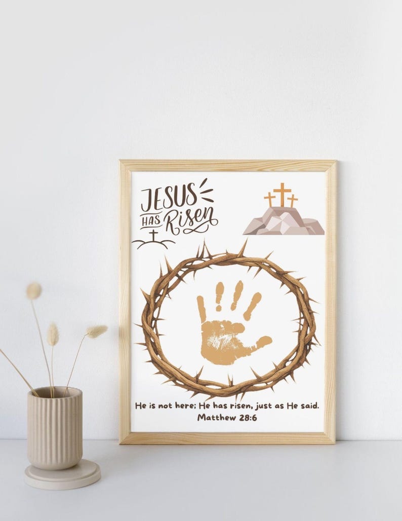 Christian Easter Handprint Craft Printable Jesus Has Risen Toddler ...
