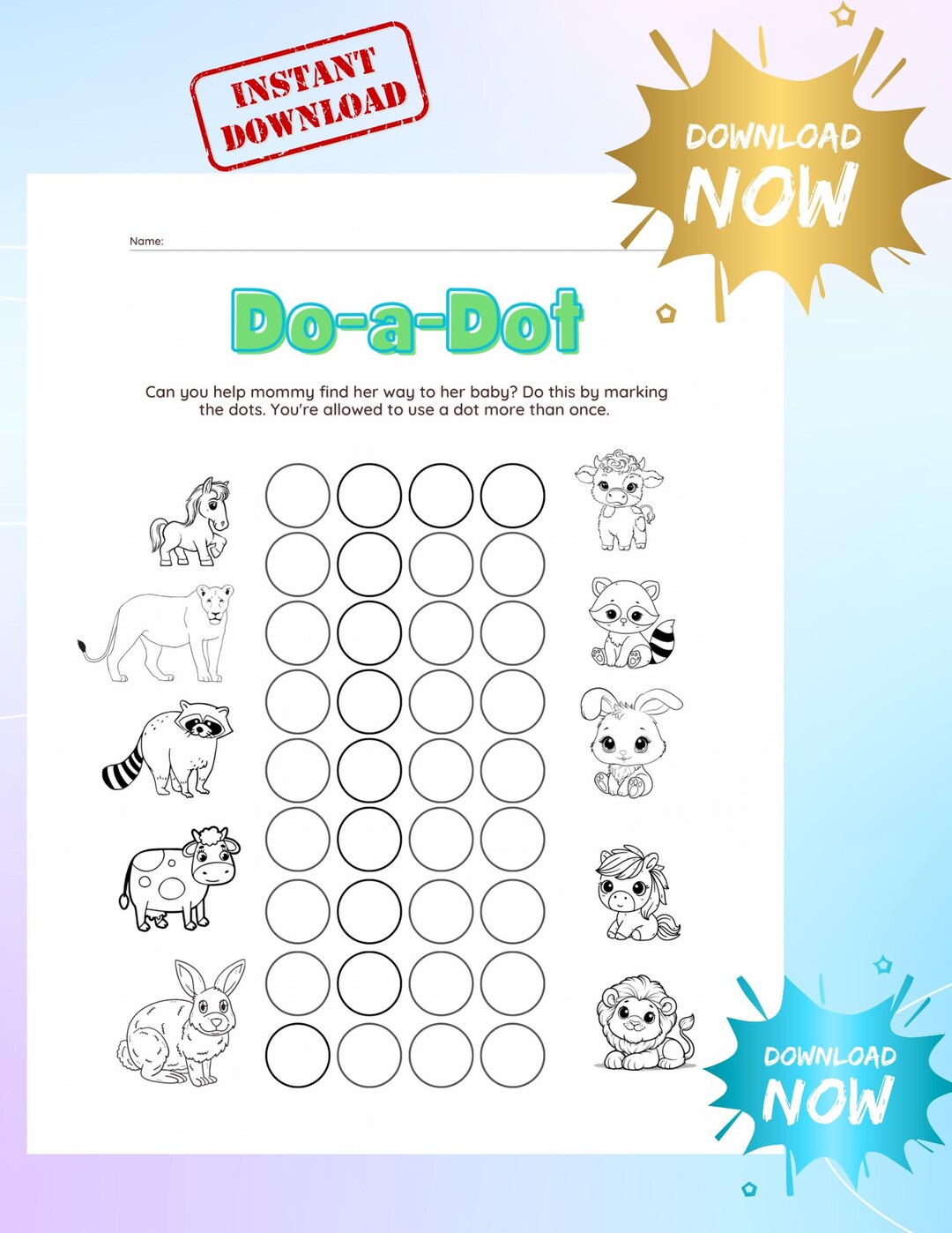 Preschool Dot Marker Matching Activity Dot Markers or Stickers ...