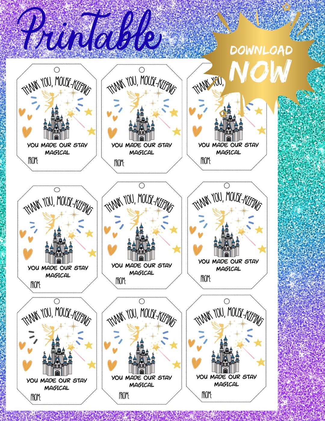 Mousekeeping Tip Holder Tag Printable Mouse Keeping Disney Housekeeping ...