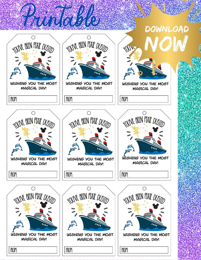 Disney Cruise Pixie Dust Gift Tags Printable Cabin Surprise Favor ...