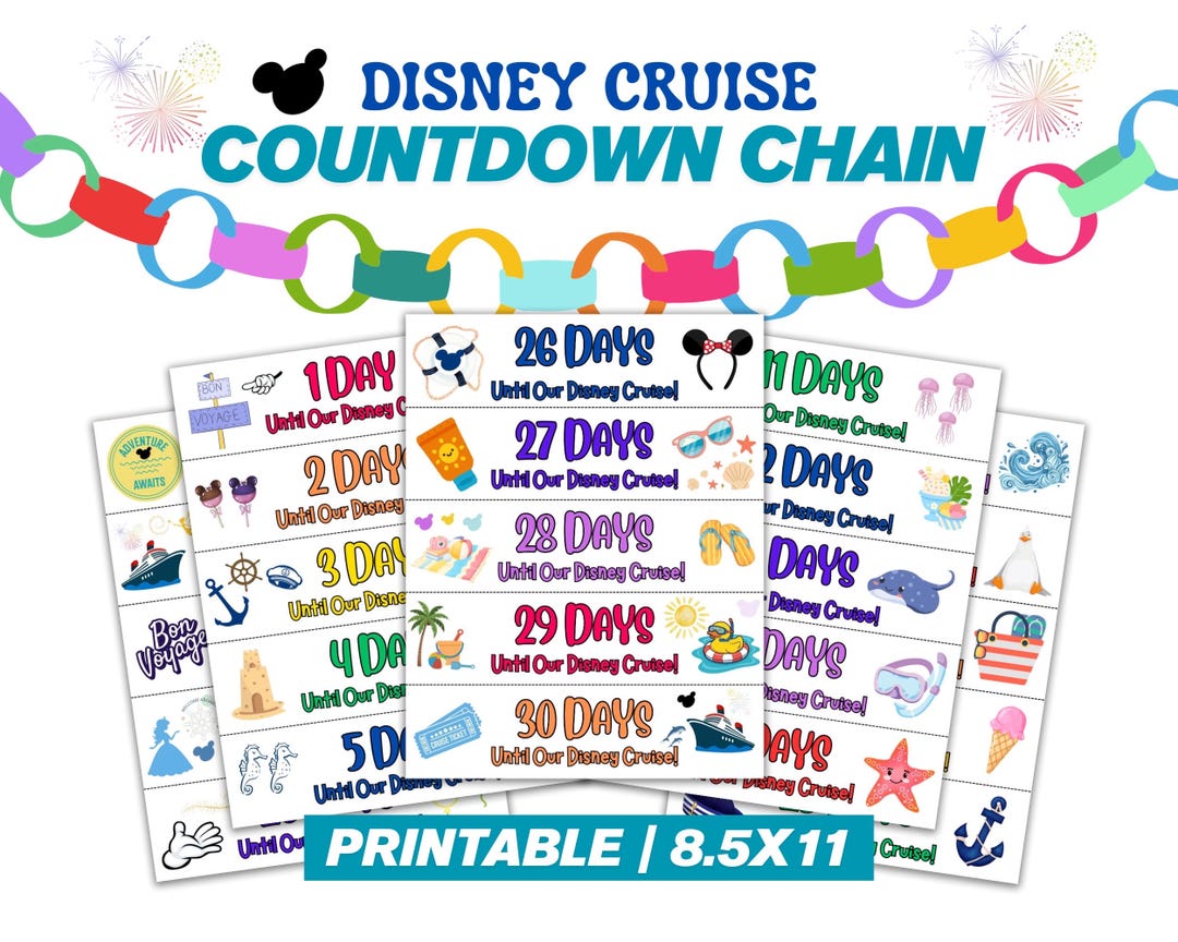 Disney Cruise Countdown Chain Printable 30 Day Trip Prep Disney Trip ...