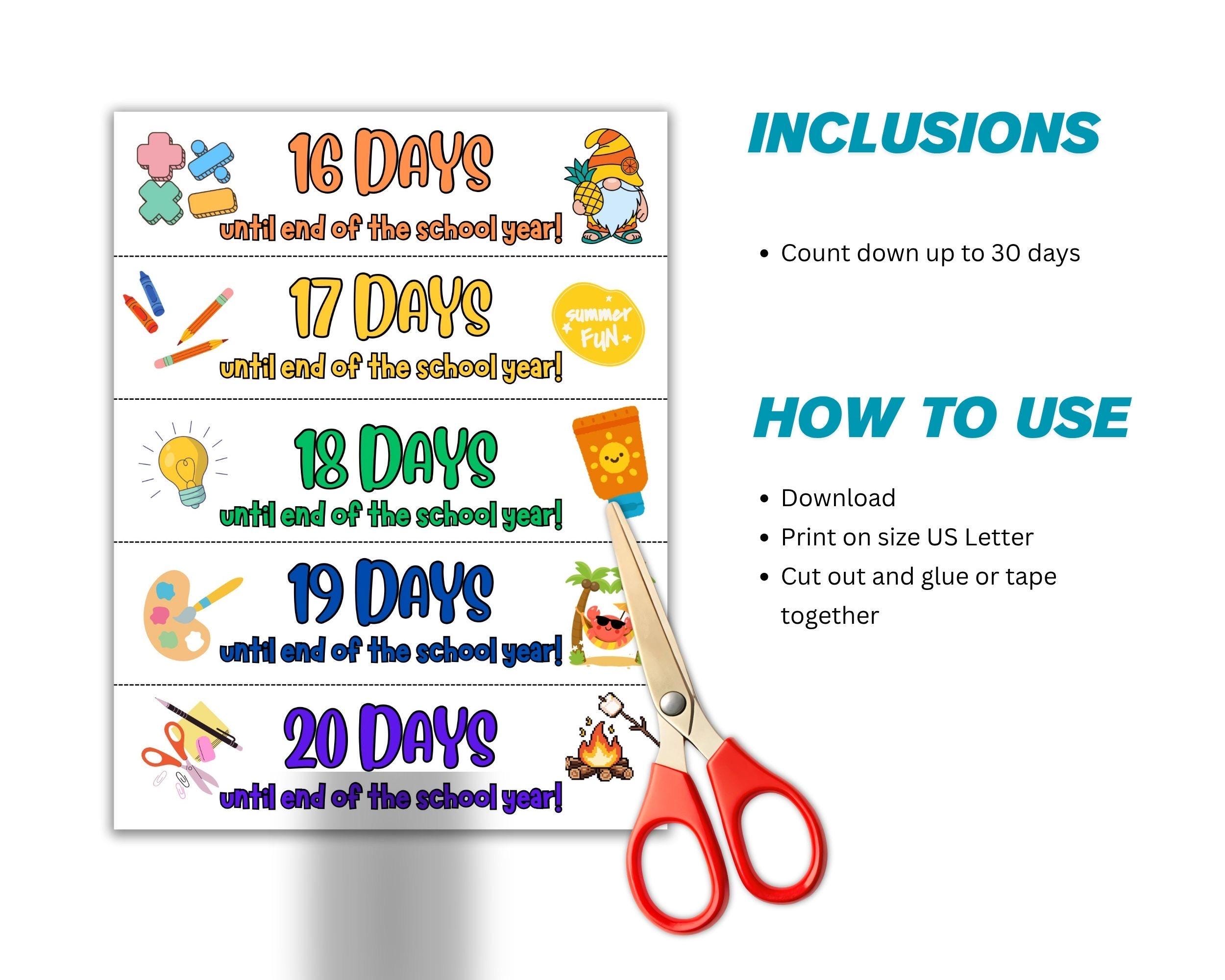 Last Day of School Countdown Chain Printable | End of School Year ...