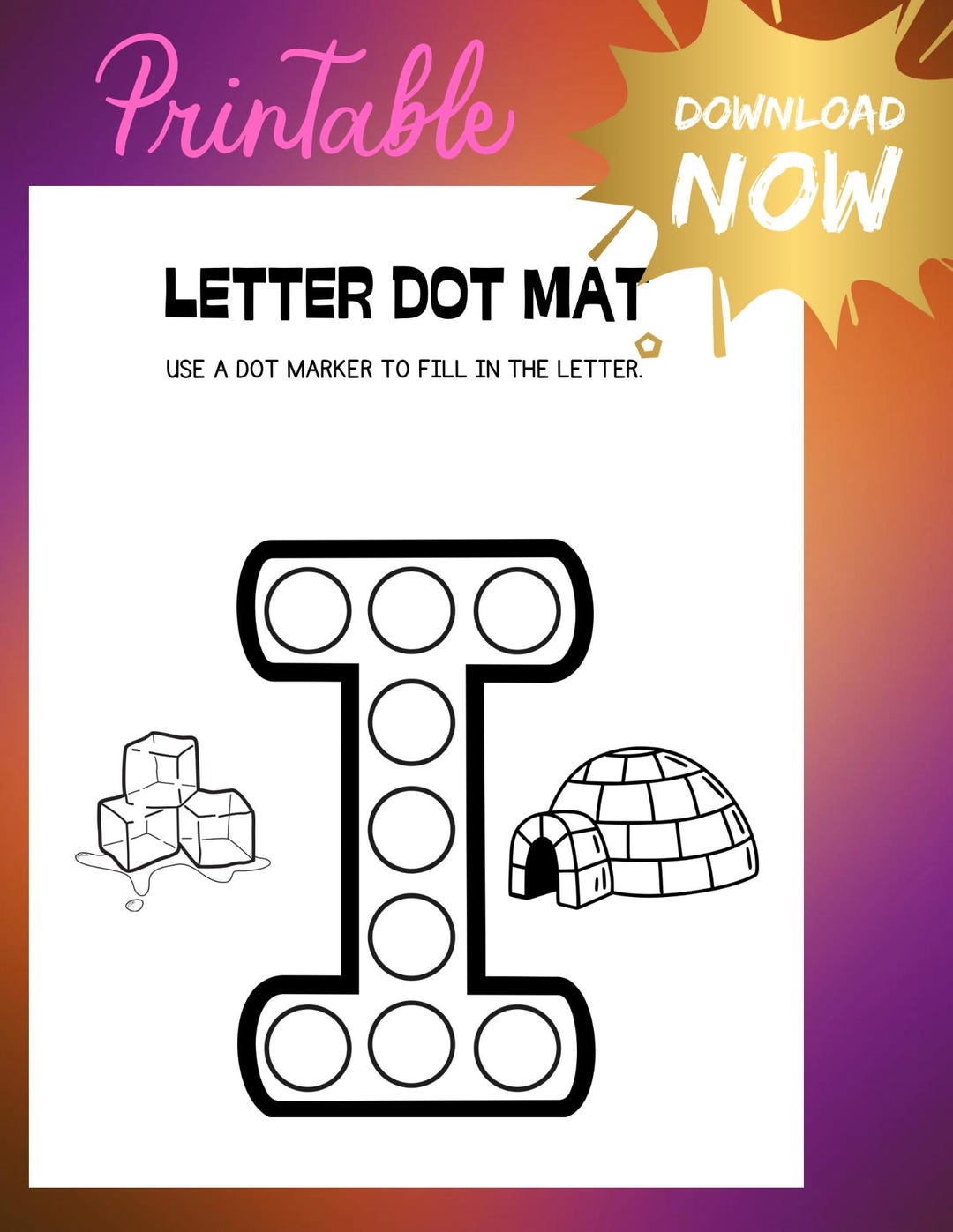 Letter I Dot Marker Page Printable | Learn the Letter I Activity ...