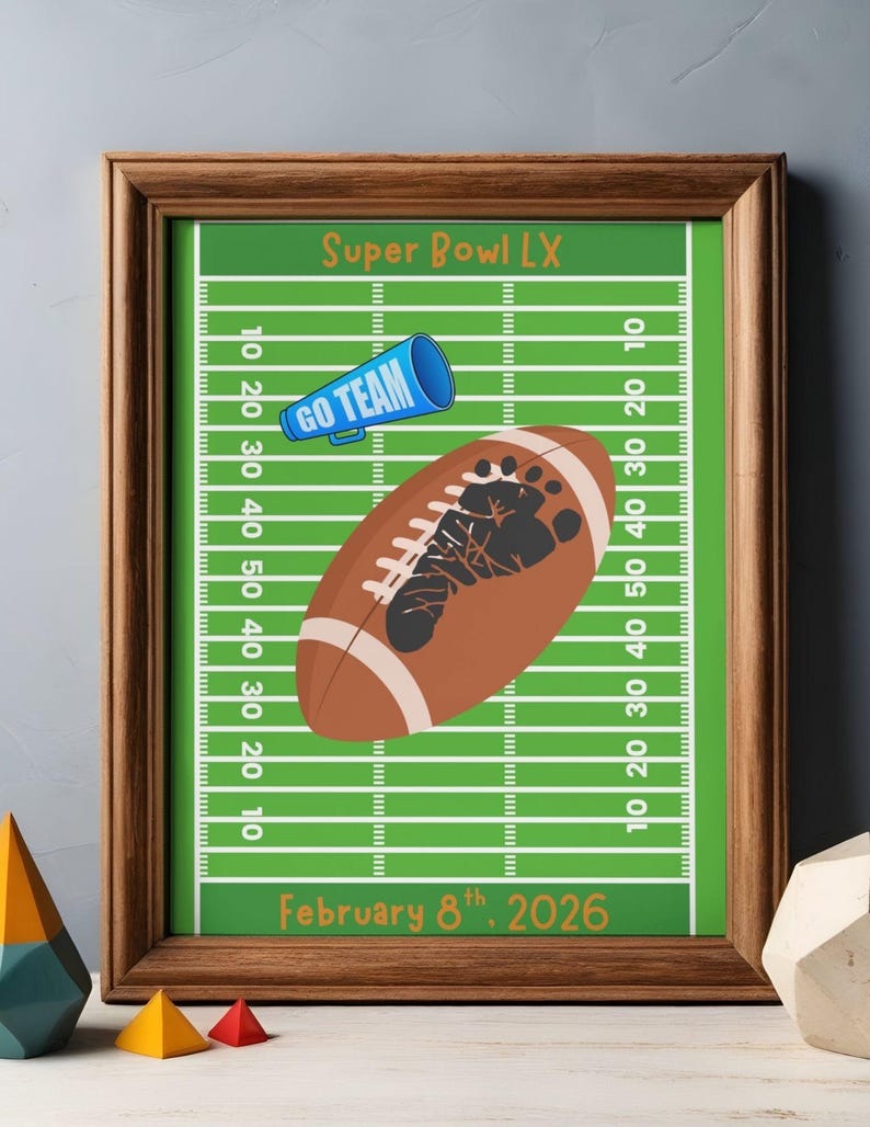 2026 the Big Game Footprint Craft Toddler Preschool Football Keepsake ...